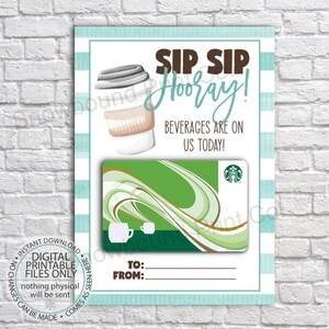 Coffee Thank You Gift Card Holder, Sip Sip Hooray, Latte Appreciation ...