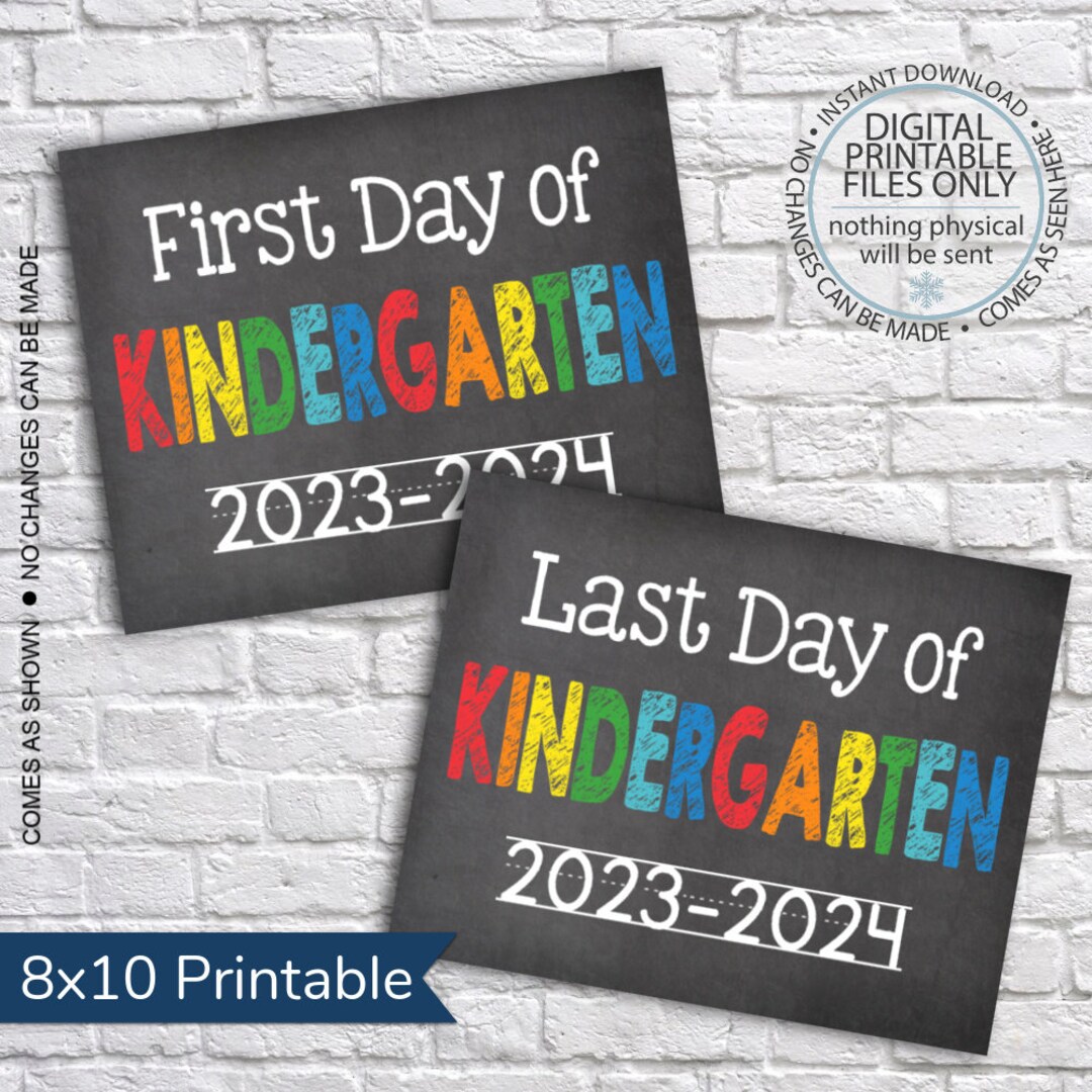 Printable First Day & Last Day of Kindergarten 2023-2024 - Etsy