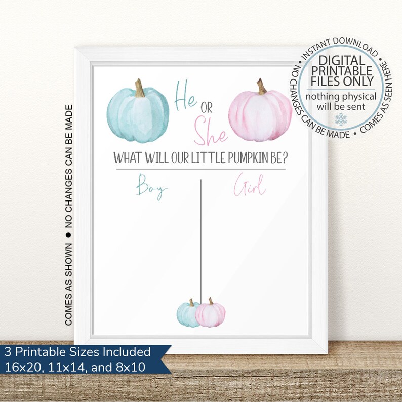 Printable Gender Reveal Voting Board, Fall Pregnancy, Gender Reveal ...