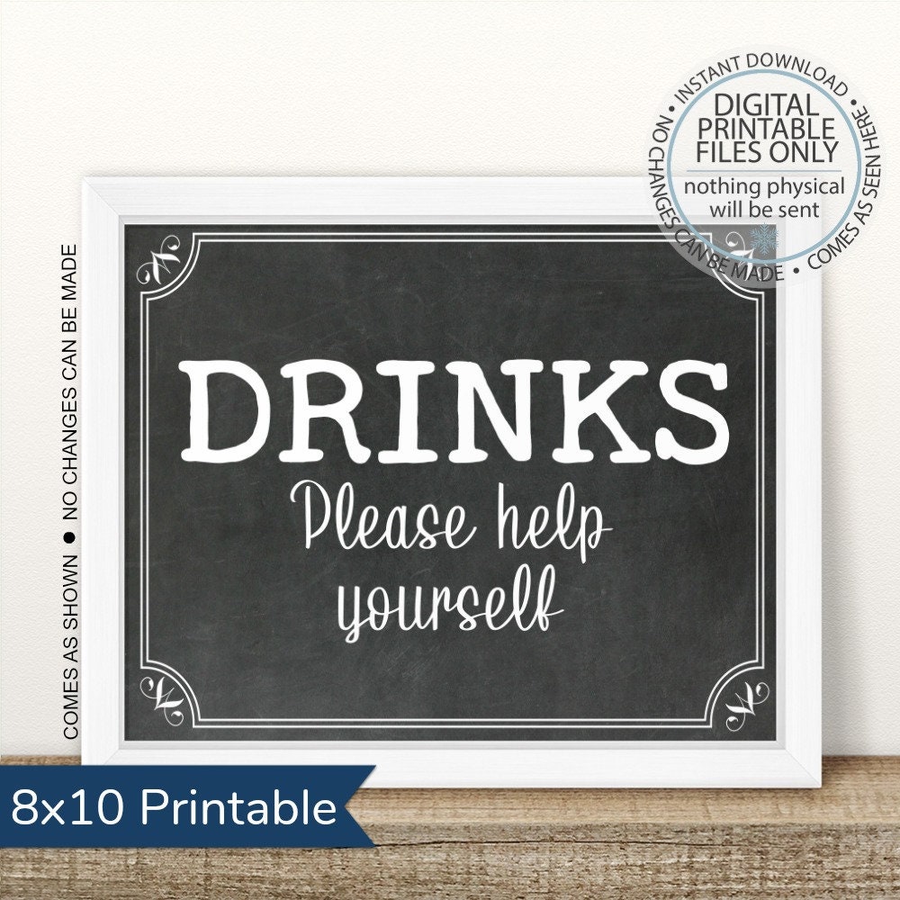 Printable Drink Station Sign, Open House Sign, Graduation Party ...