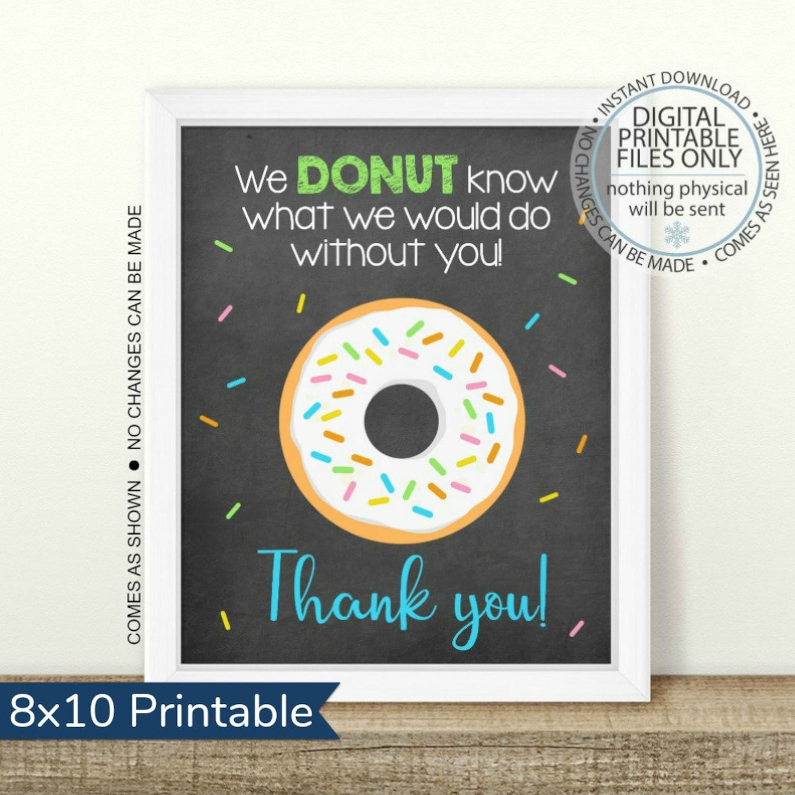 Donut Thank You Sign Printable Donut Sign Donut Appreciation - Etsy