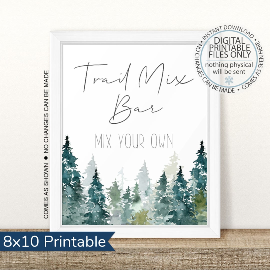 Printable Trail Mix Bar Sign, Holiday Decor, Christmas Sign, Trail Mix ...