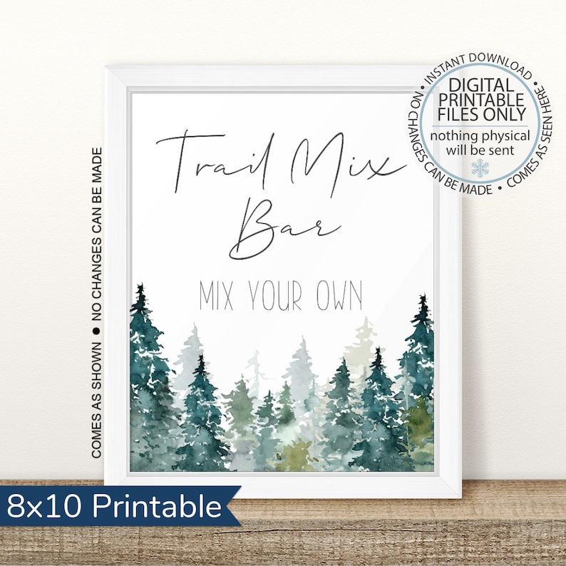 Printable Trail Mix Bar Sign Holiday Decor Christmas Sign - Etsy