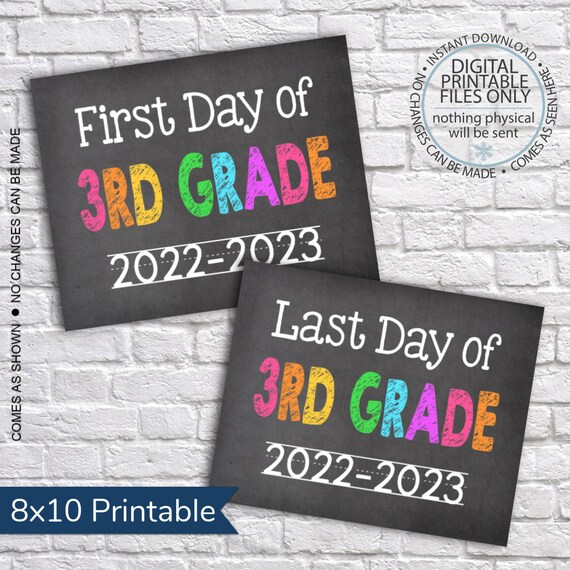 Printable First Day & Last Day of Third Grade 2022-2023 First - Etsy