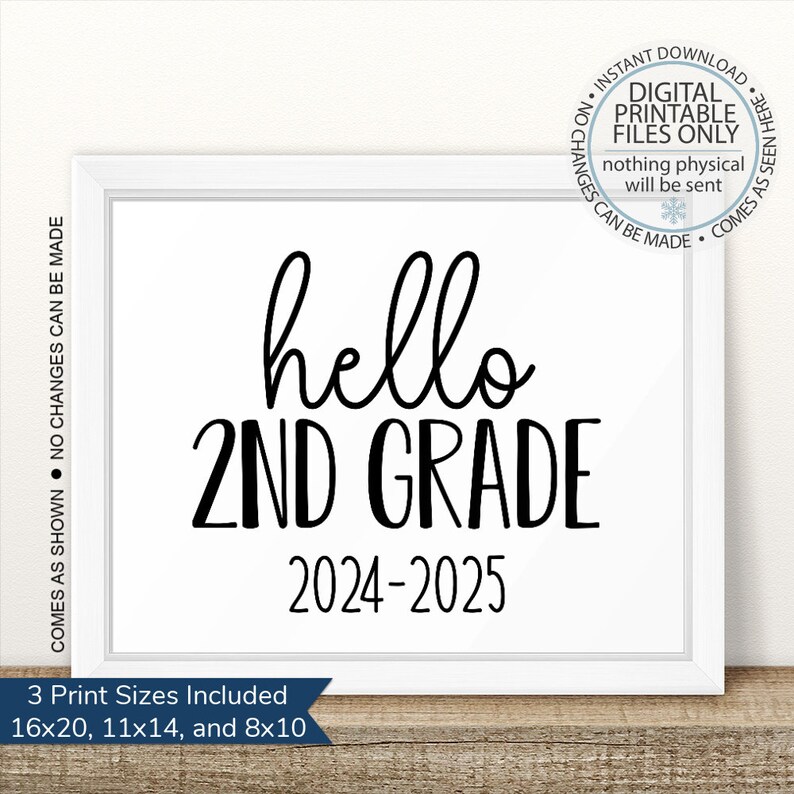 Imprimible Hola 2do grado 2024-2025, Primer día de clases Imprimible ...