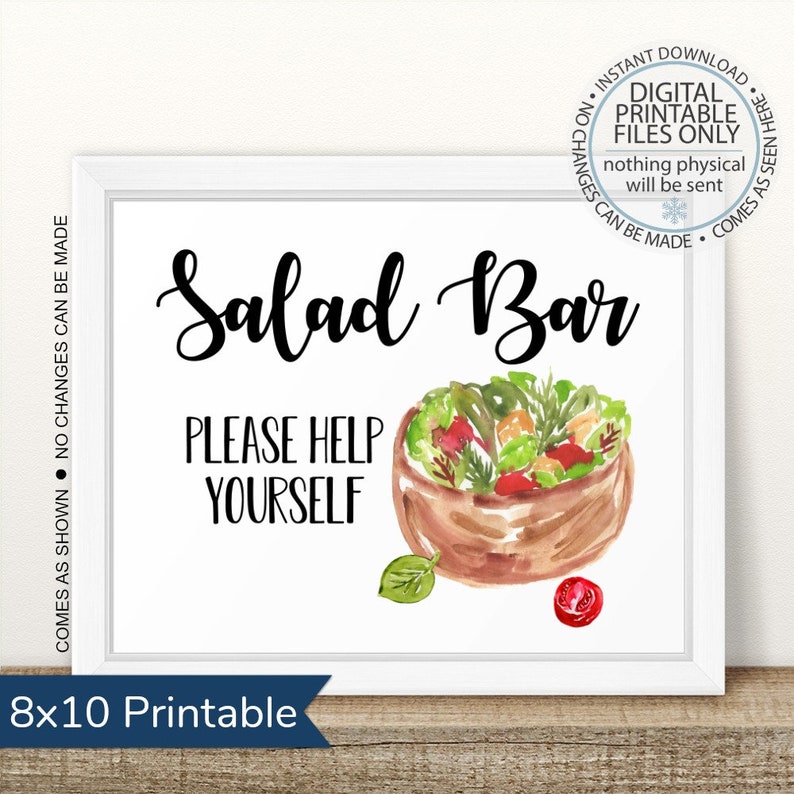 Printable Salad Bar Sign, Printable Salad Table Sign, Salad Station ...