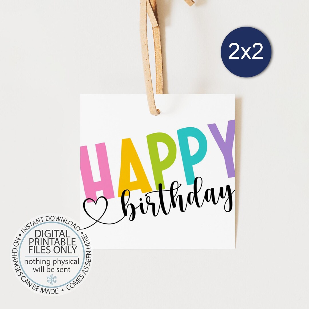 Printable Happy Birthday Gift Tag, Pink Birthday Tag, Printable Hang ...