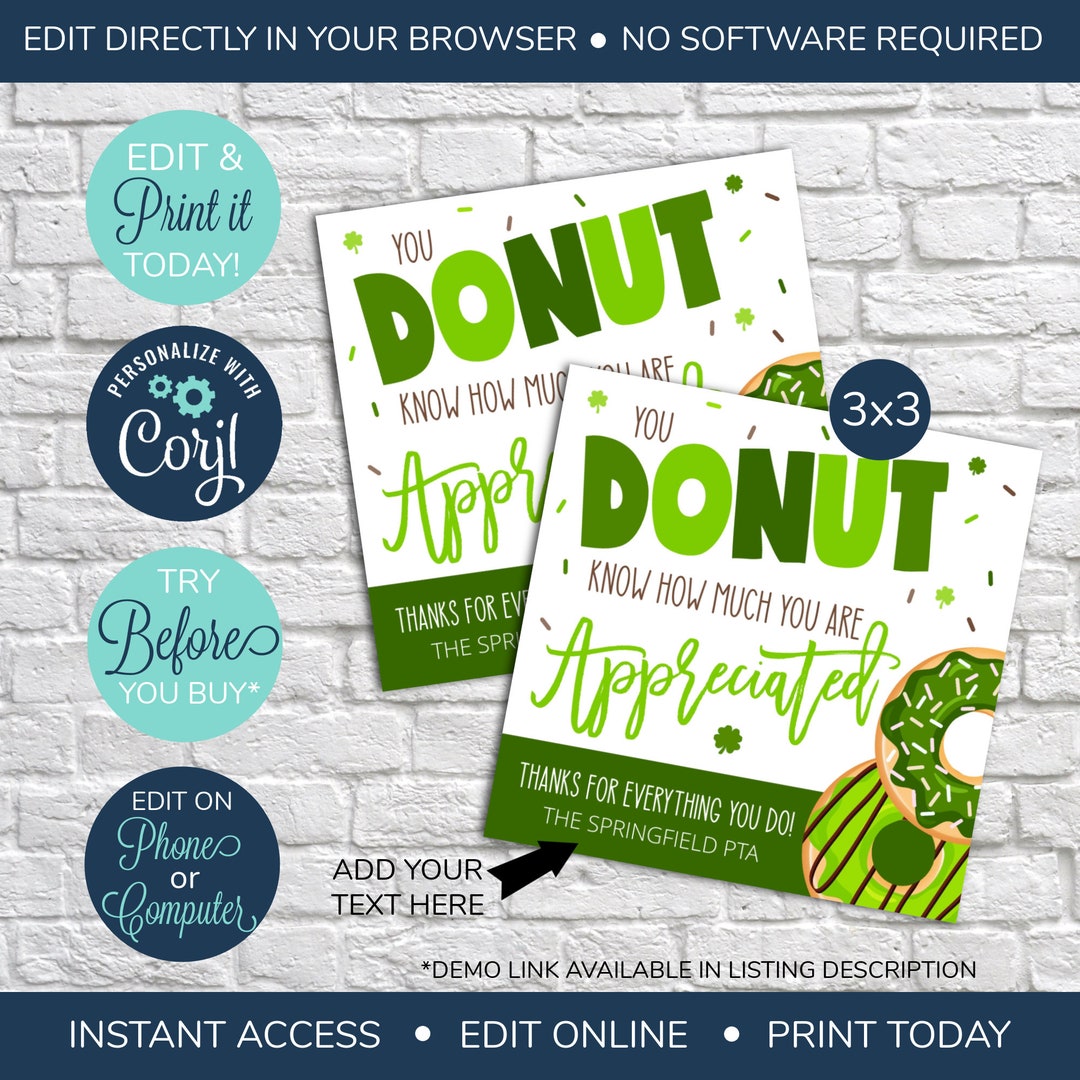EDITABLE Donut Thank You Tags, Teacher Gift Tags, Donut You Know ...