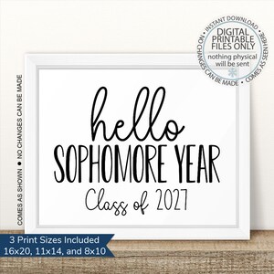 Printable First Day of Sophomore Year, I'm a Sophomore, Printable First ...