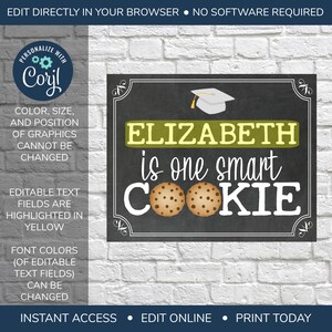 EDITABLE One Smart Cookie Graduation Party Sign, Graduation Cookie Bar ...