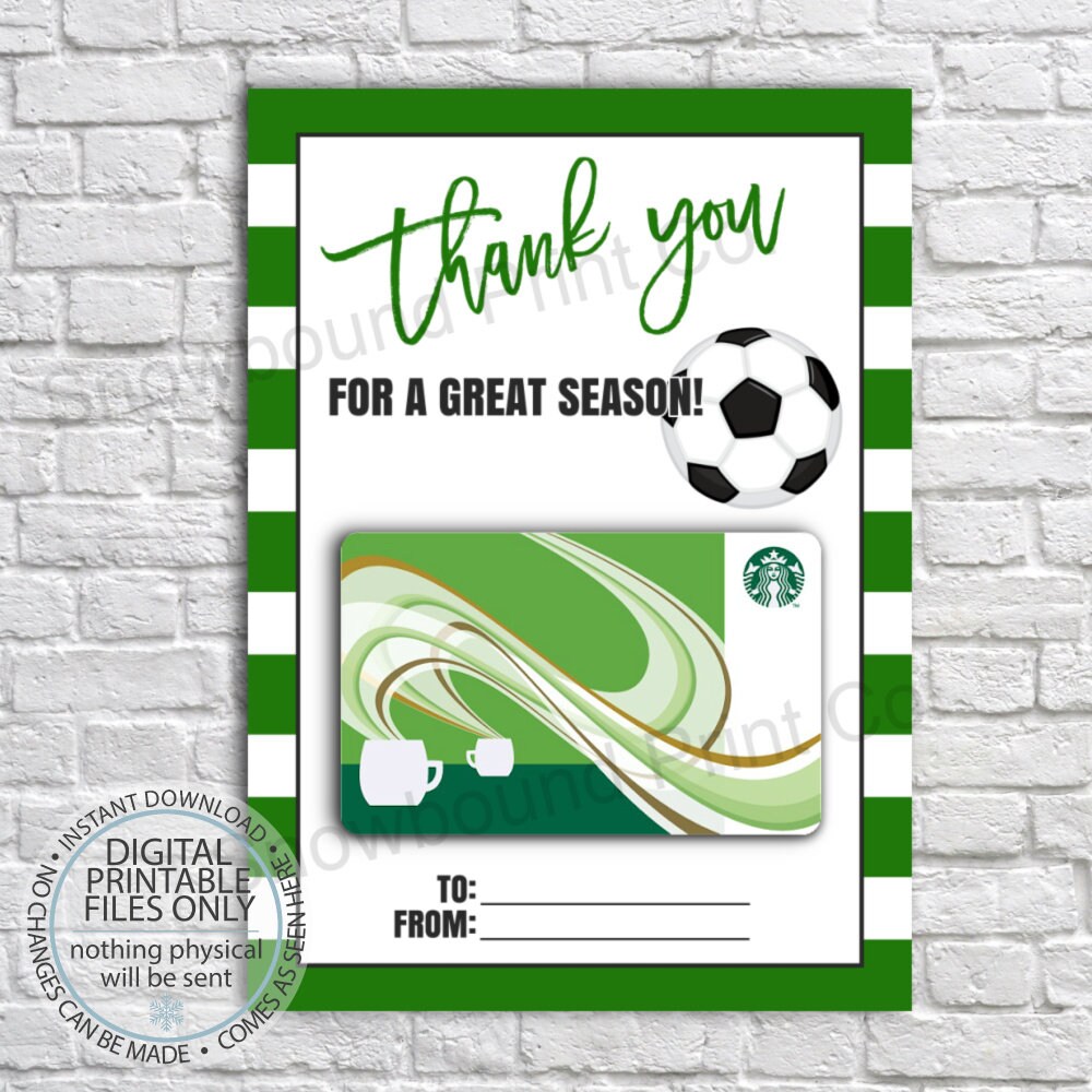 Printable Soccer Coach Gift Card Holder Printable Gift Card | Etsy