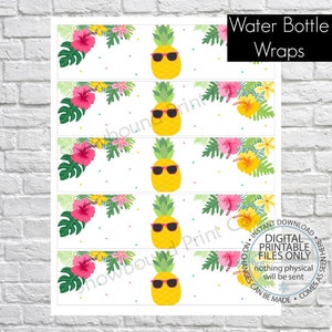 Printable Water Bottle Wraps, Pineapple Water Bottle Labels, Pineapple ...