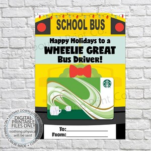 Christmas Bus Driver Gift Card Holder, Printable Wheelie Great School ...