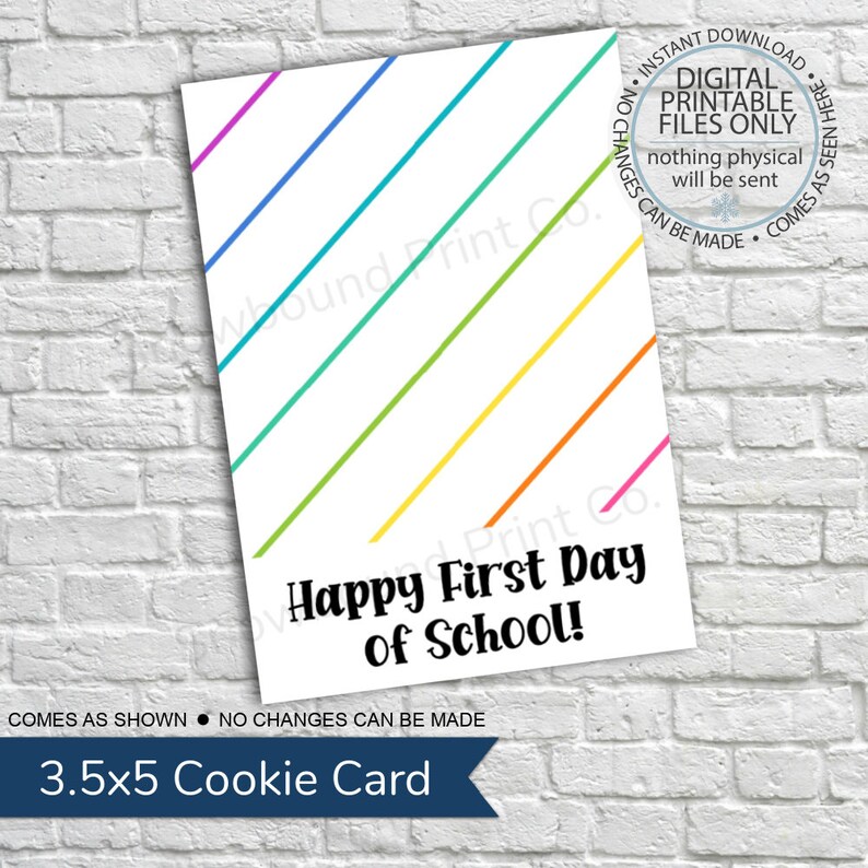 PRINTABLE Mini Cookie Card - 3.5"x5" - Welcome Back to School, Teacher ...