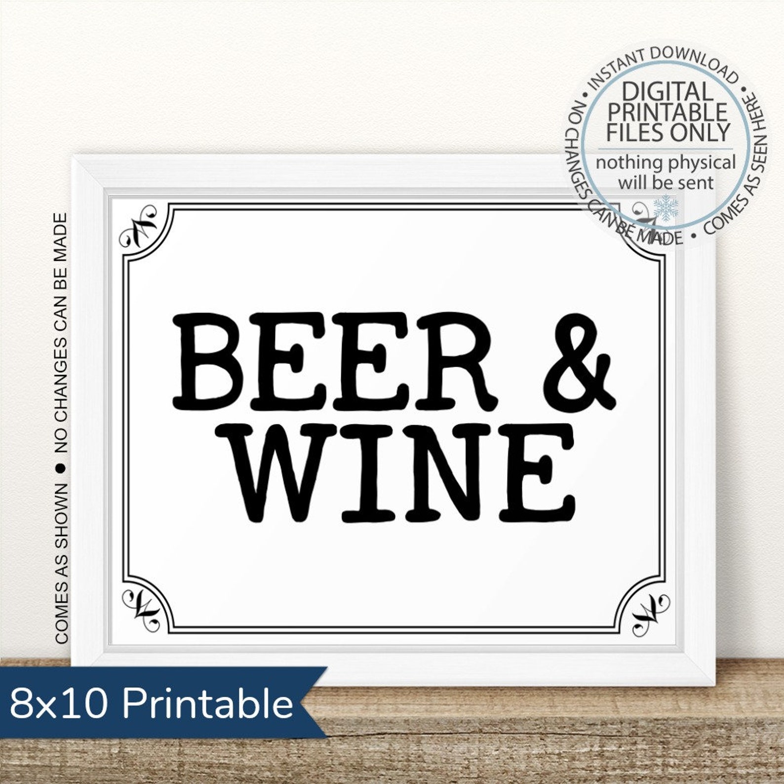 Printable Beer and Wine Sign, Open House Sign, Wedding Bar Sign, Drink ...
