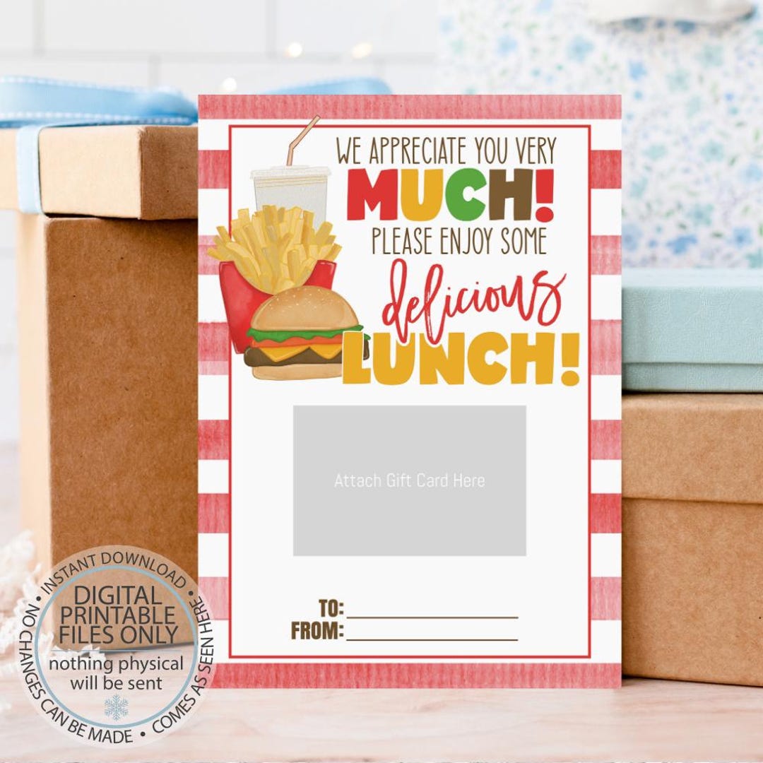 Fast Food Gift Card Holder, Staff Employee Nurse, Teacher Appreciation ...