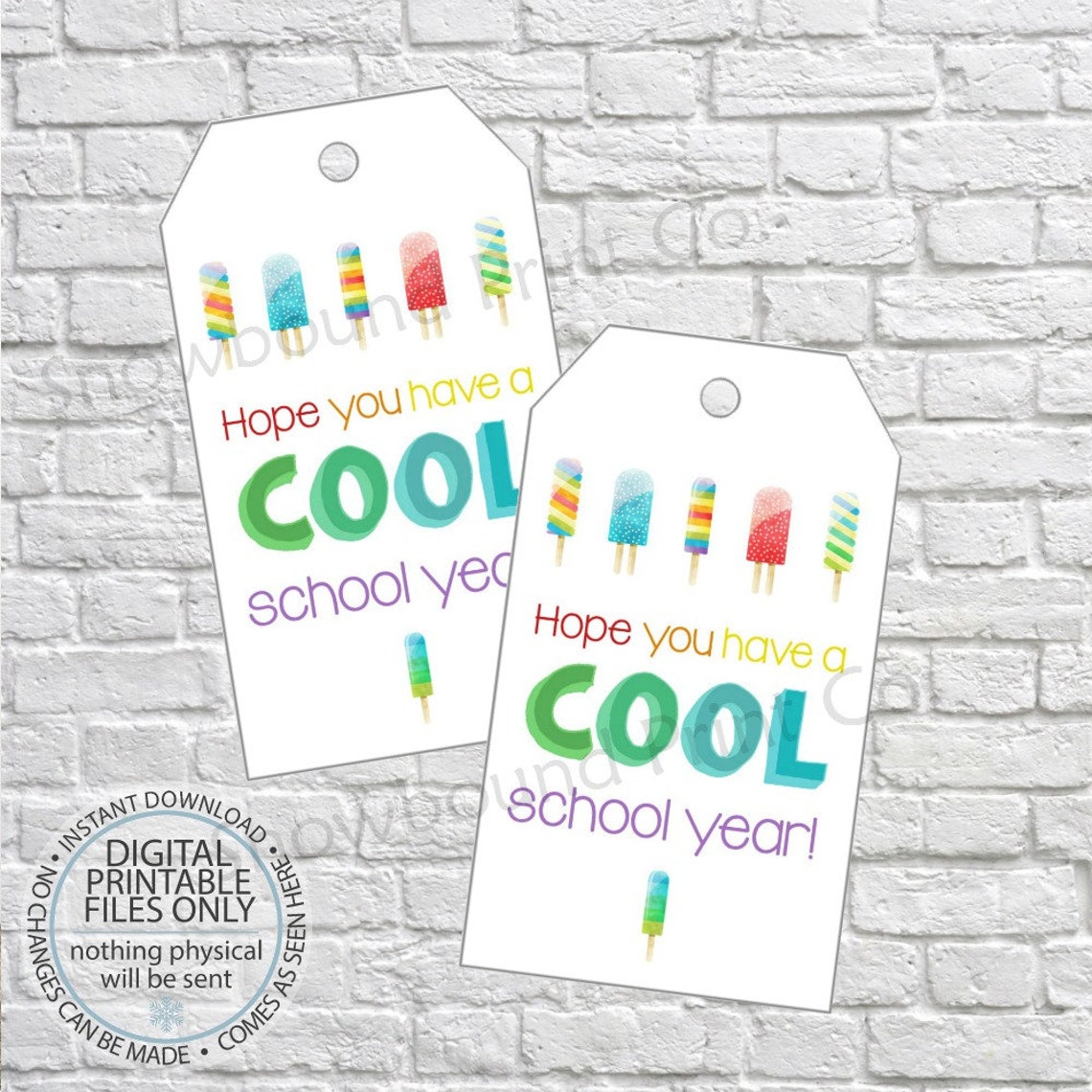 Popsicle Favor Tags Printable Popsicle Back to School Cards | Etsy