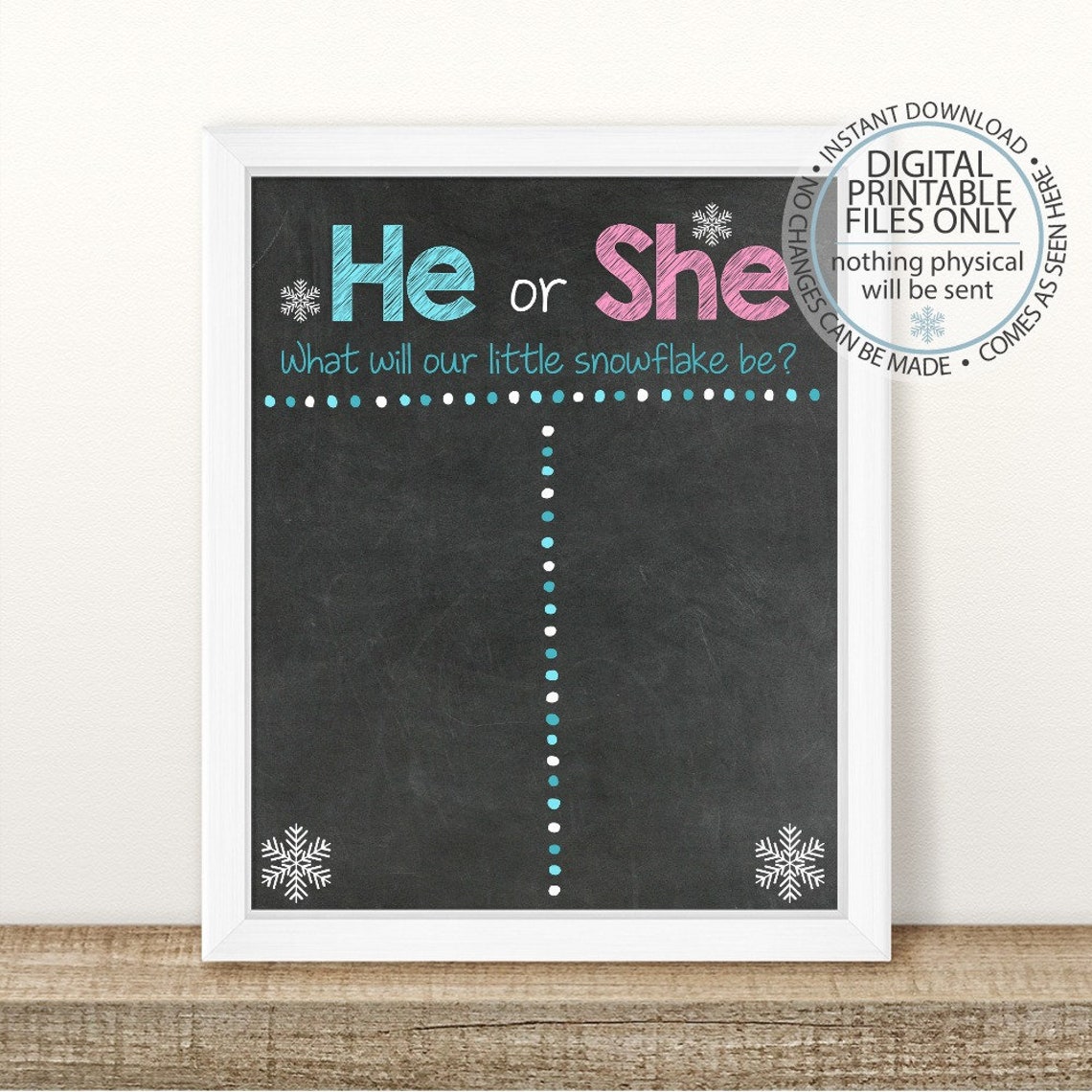 Printable Gender Reveal Chalkboard Winter Pregnancy Gender | Etsy