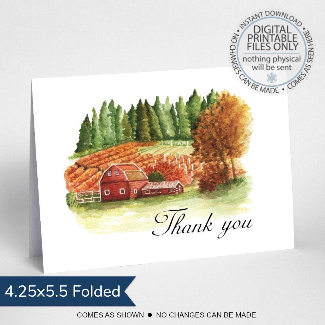 Printable Fall Thank You Card, Appreciation Card, Baby Shower Thank You ...