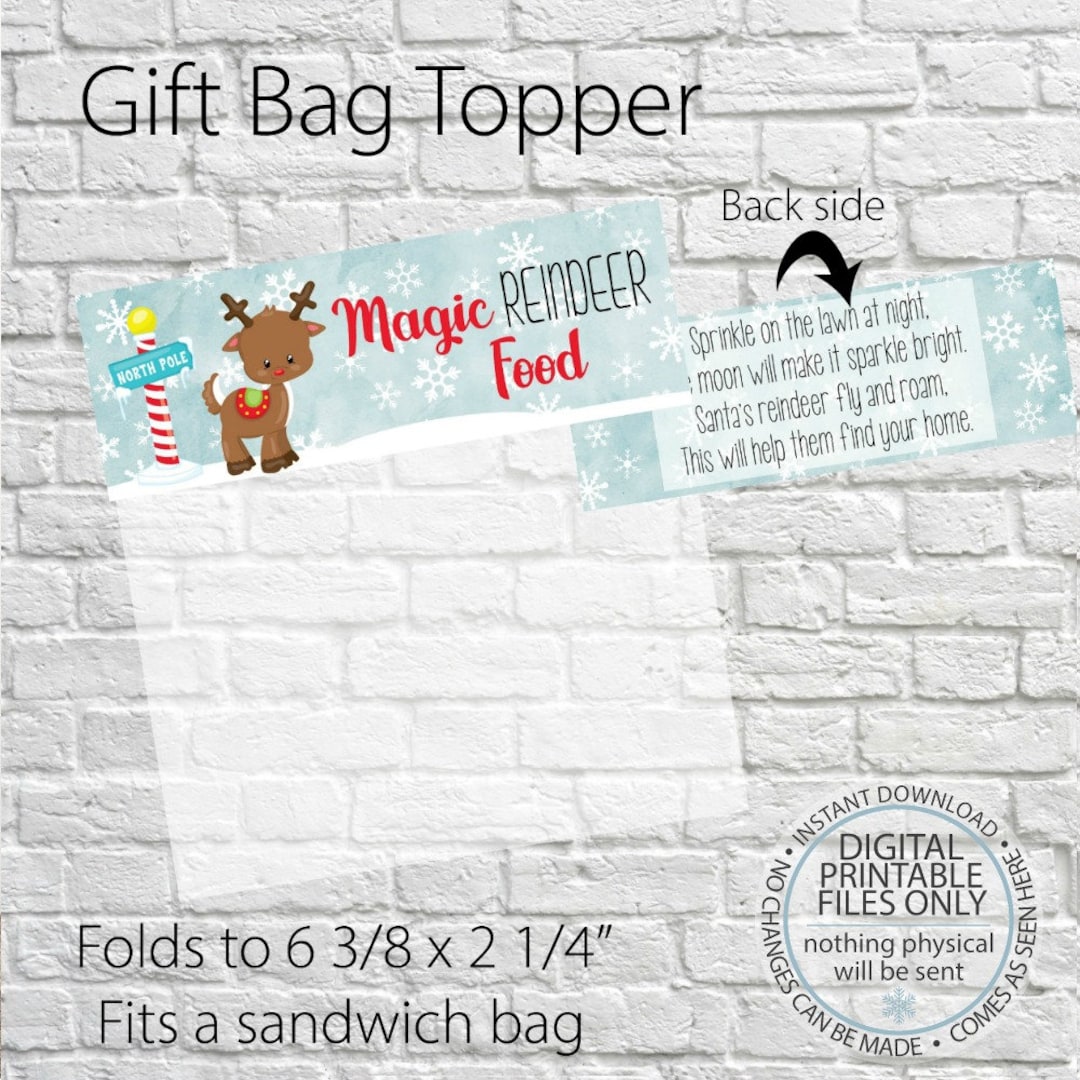 Printable Magic Reindeer Food Bag Topper, Christmas Printable, Reindeer ...