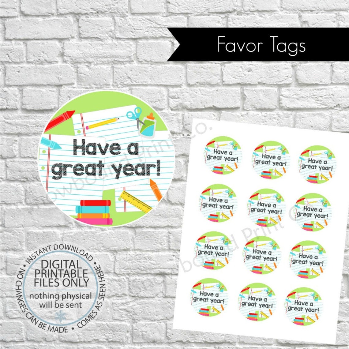 Printable Back to School Favor Tags Have a Great Year | Etsy
