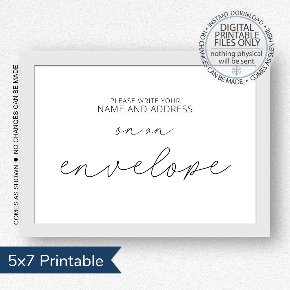 Printable Write Your Address Sign Address an Envelope | Etsy