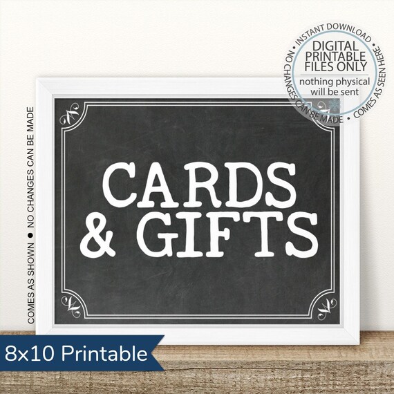 Printable Cards and Gifts Sign Printable Gift Table Sign | Etsy