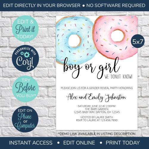 12 Printable Donut Gender Reveal Games Pink and Blue Gender - Etsy