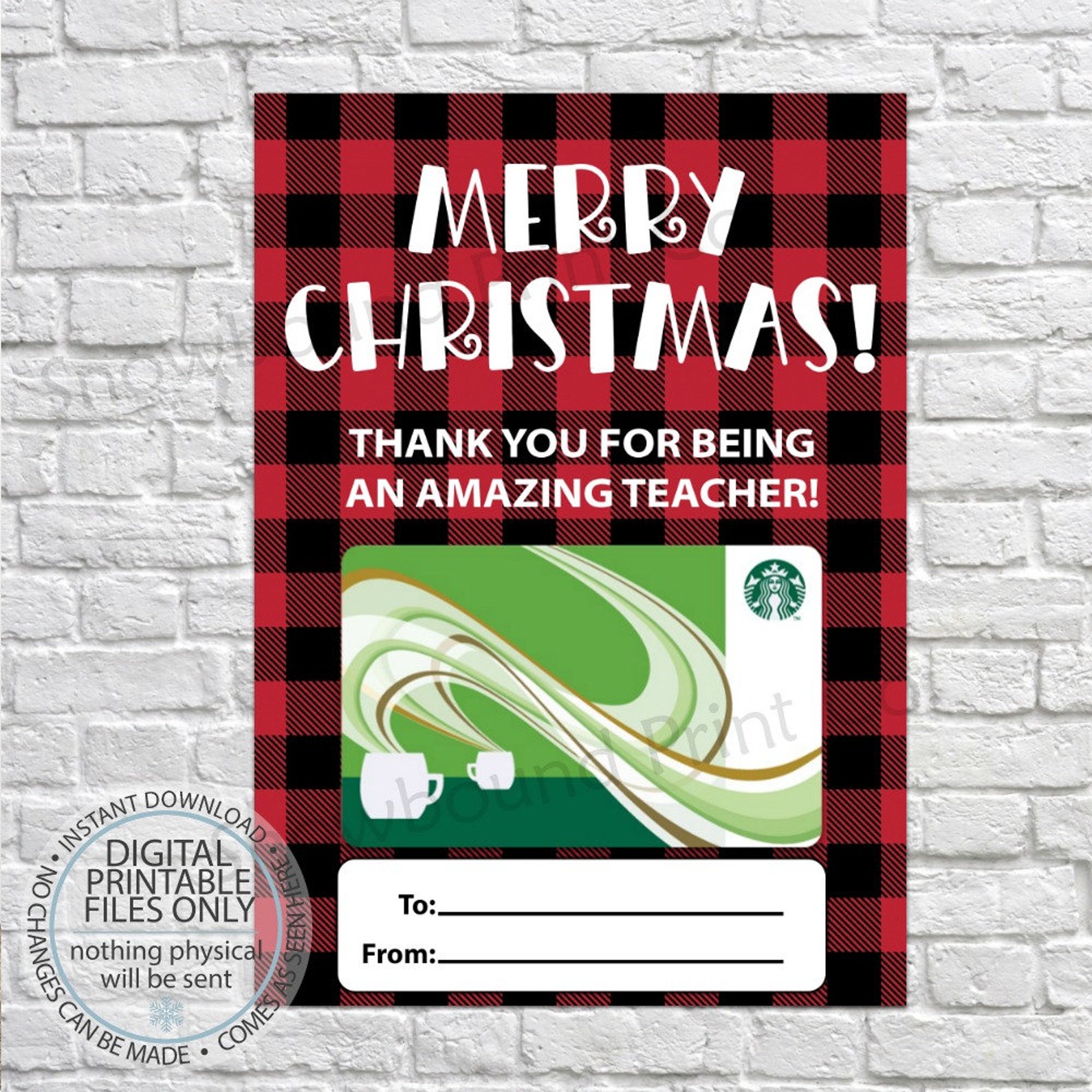 Printable Christmas Gift Card Holder Thank You Gift Card | Etsy