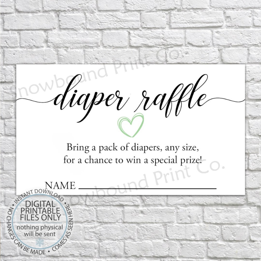 Diaper Raffle Insert, Baby Shower Game, Diaper Raffle Ticket, Printable ...