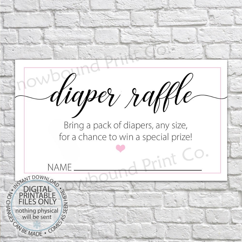 Diaper Raffle Insert Baby Shower Game Diaper Raffle Ticket | Etsy