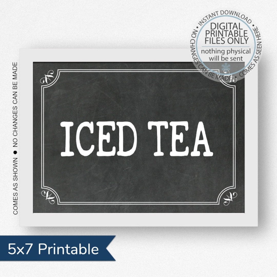 Printable Iced Tea Sign, Open House Sign, Wedding Sign, Drink Station ...