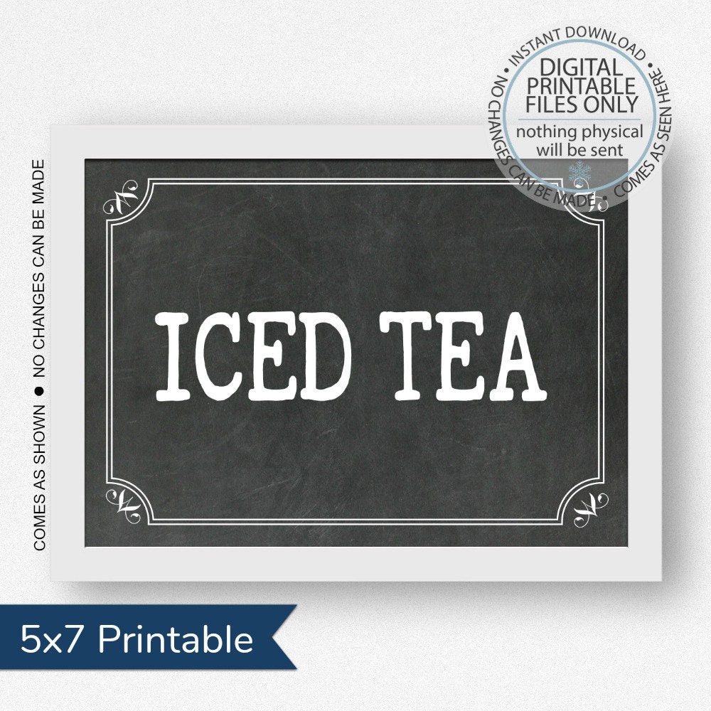 Printable Iced Tea Sign Open House Sign Wedding Sign Drink - Etsy