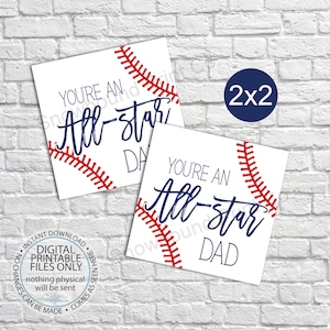 Printable All Star Dad Tag, Father's Day Gift Tag, Baseball Gift Tag ...