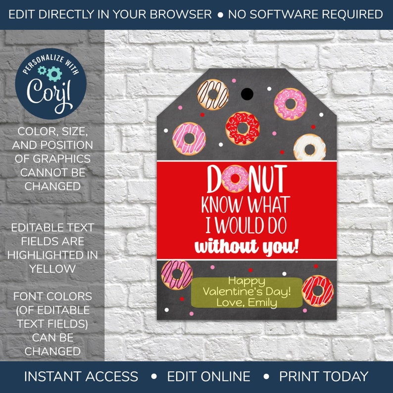 EDITABLE Donut Thank You Tags Teacher Gift Tags Donut Know | Etsy