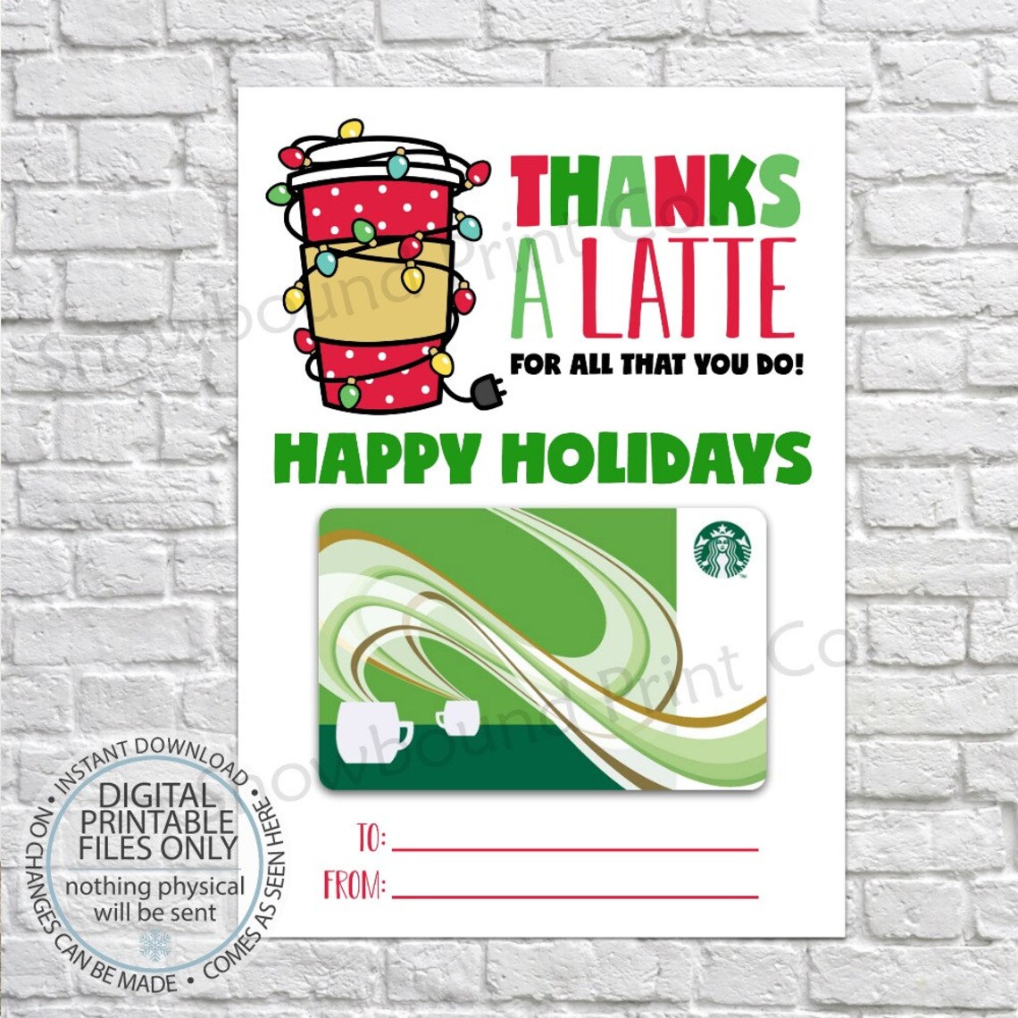 Printable Thanks a Latte for All You Do Christmas Gift Card - Etsy