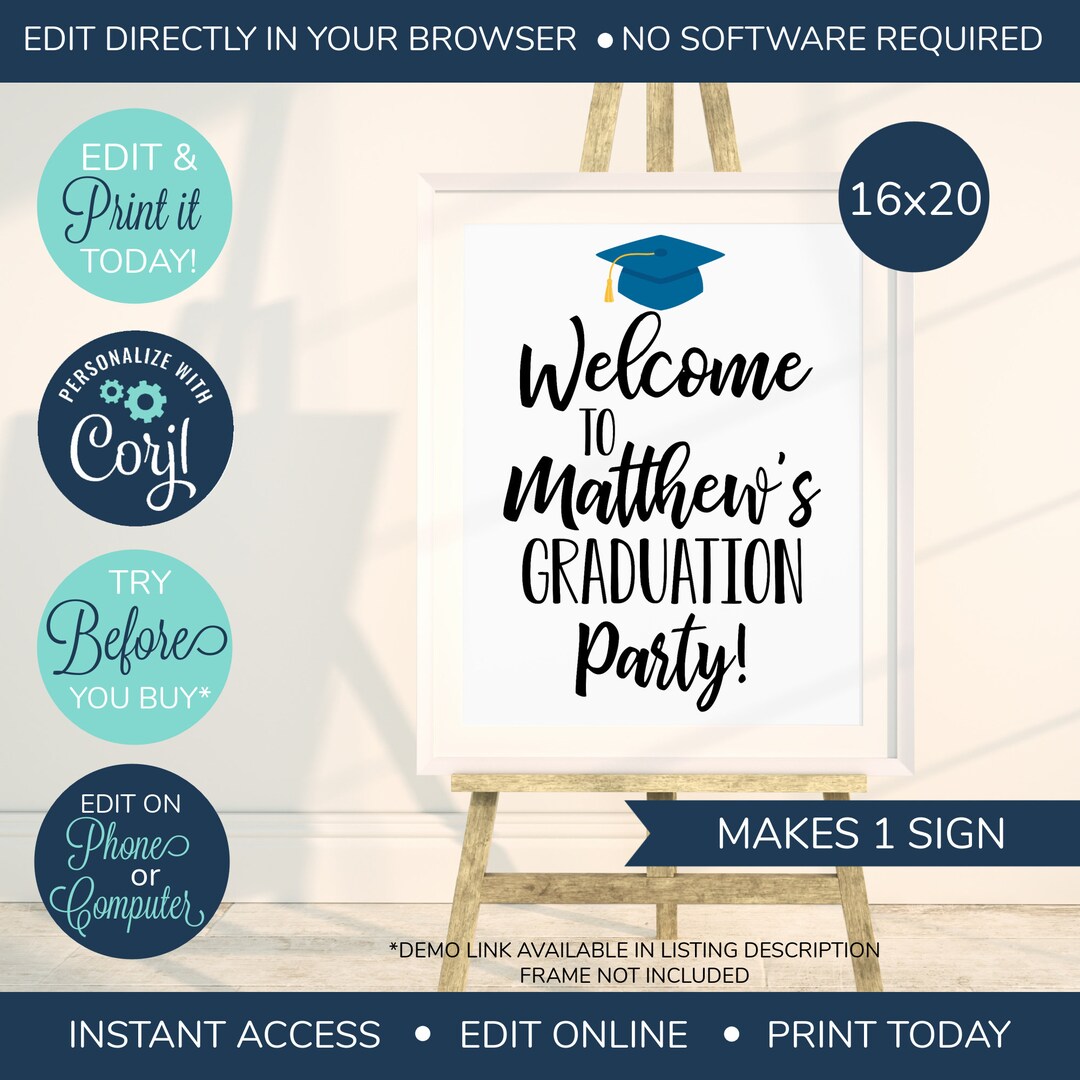 PRINTABLE Graduation Party Welcome Sign, Class of 2025, Open House Sign ...