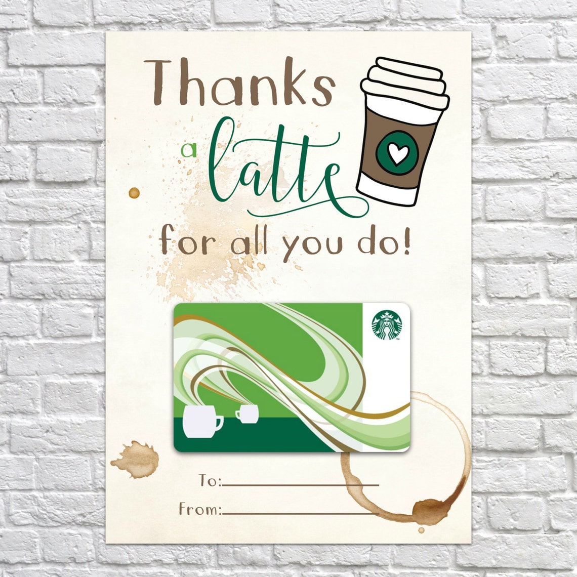 Thanks a Latte for All You Do Printable Gift Card Holder - Etsy