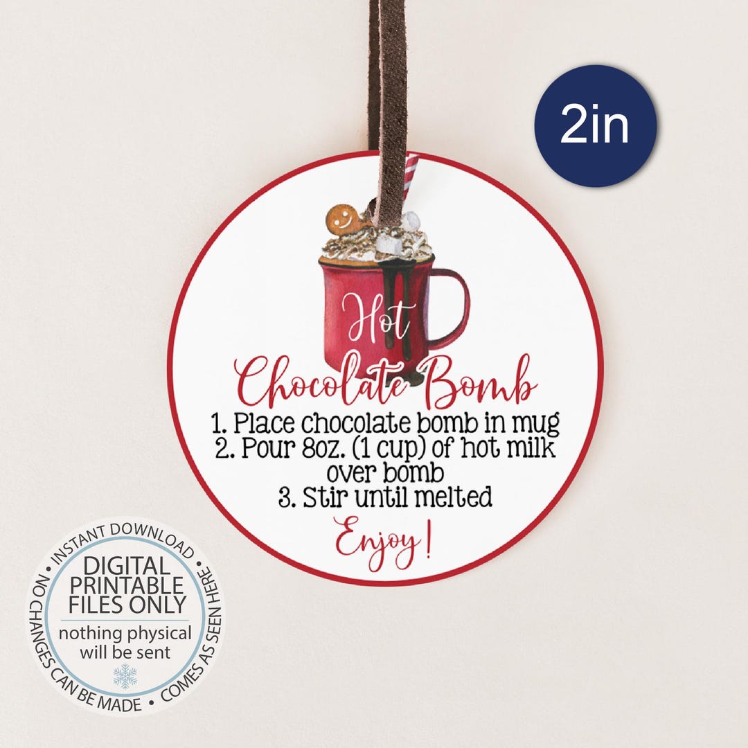Printable Hot Chocolate Bomb Tag, Christmas Hot Cocoa Bomb Tag, You're ...