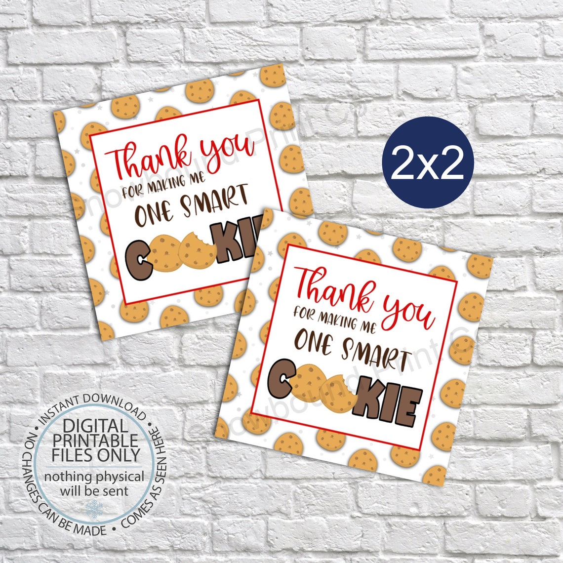 Printable One Smart Cookie Tags Printable Thank You for - Etsy