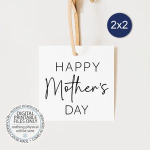 Printable Minimalist Mother’s Day Gift Tag, Square Tag, Mother’s Day ...
