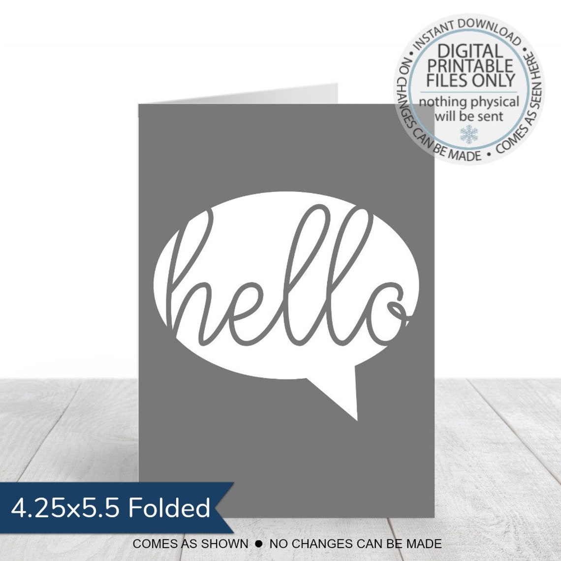 Printable Hello Greeting Card Thinking of You Greeting Card | Etsy