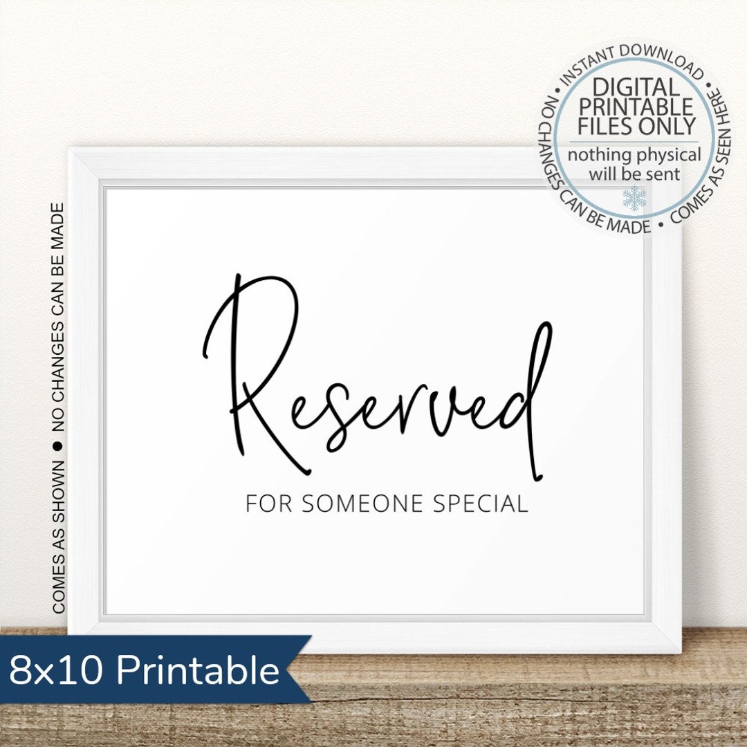 Printable Reserved Sign, Reserved Seating Sign, Reserved Table Sign ...