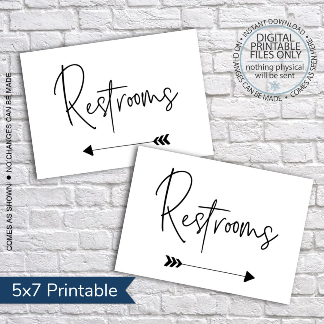 Printable Restroom Sign, Wedding Restroom, Bathroom Sign Printable ...