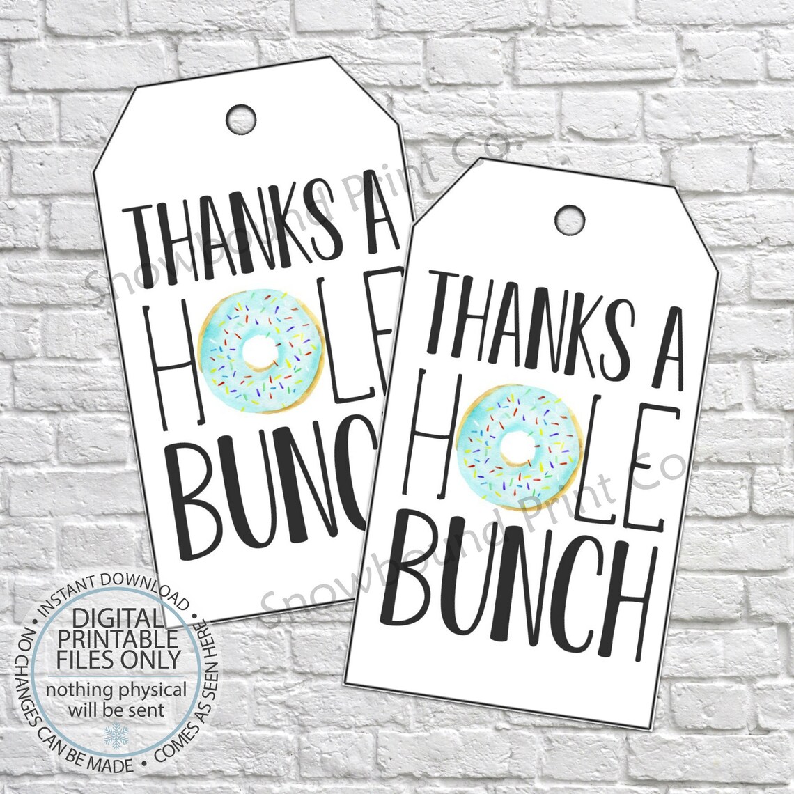 Thanks A hole bunch Donut Favor Tags Donut Birthday Thank | Etsy