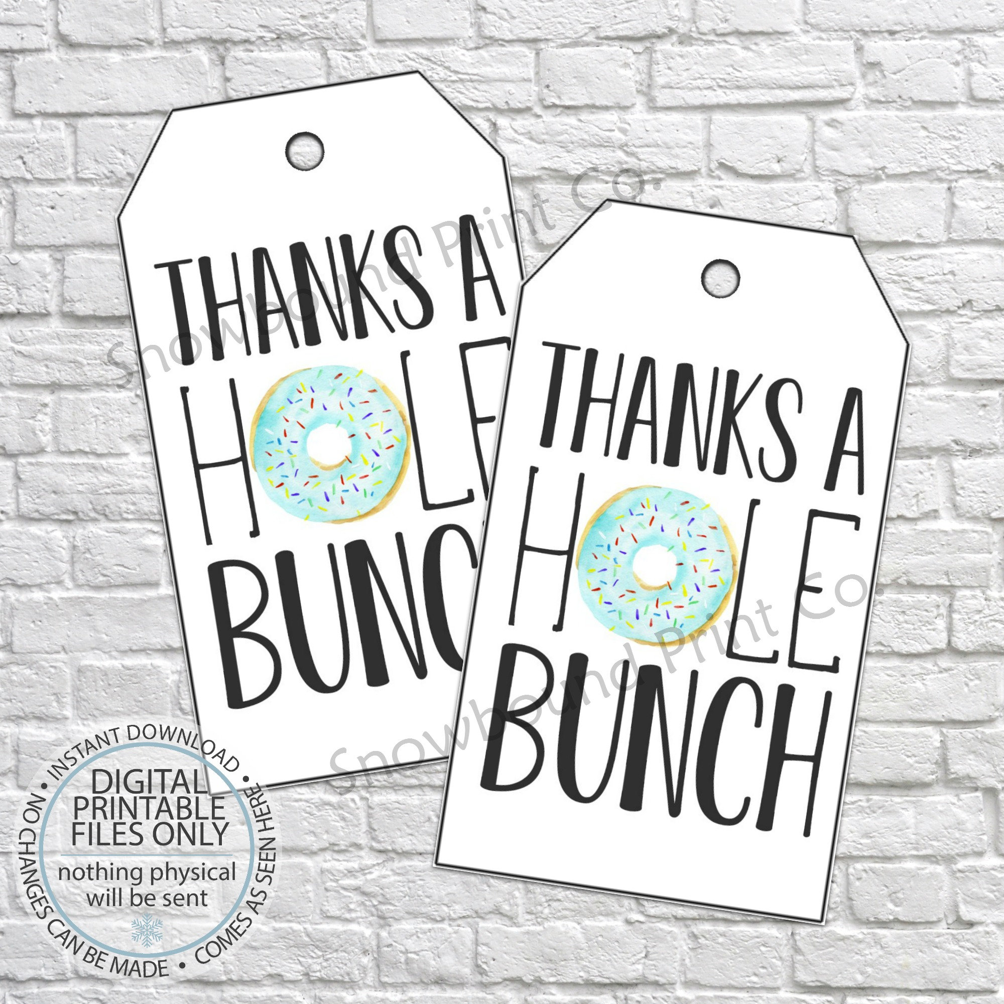 Thanks A hole bunch Donut Favor Tags Donut Birthday Thank | Etsy