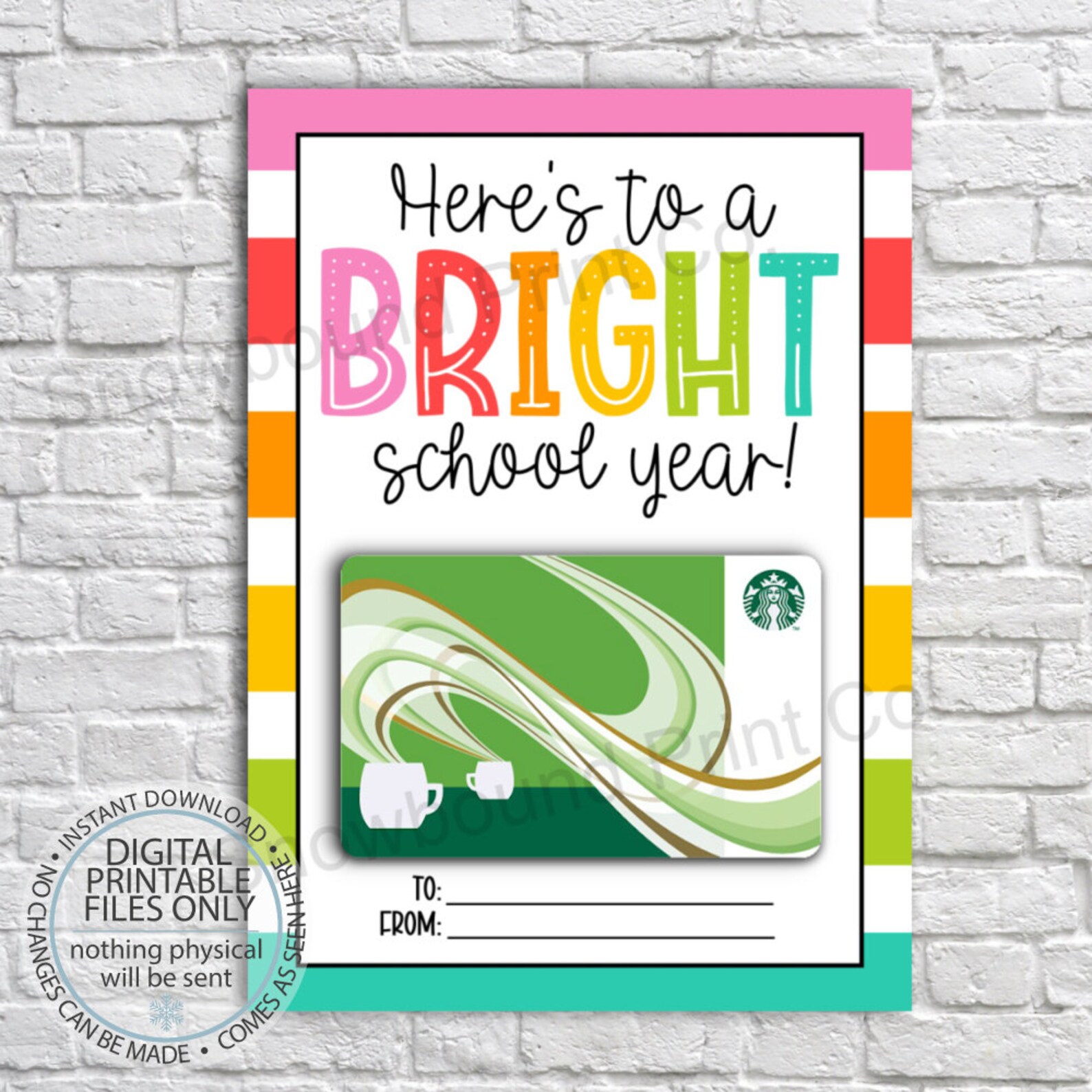 Printable Back to School Teacher Gift, Here's to a Bright School Year ...