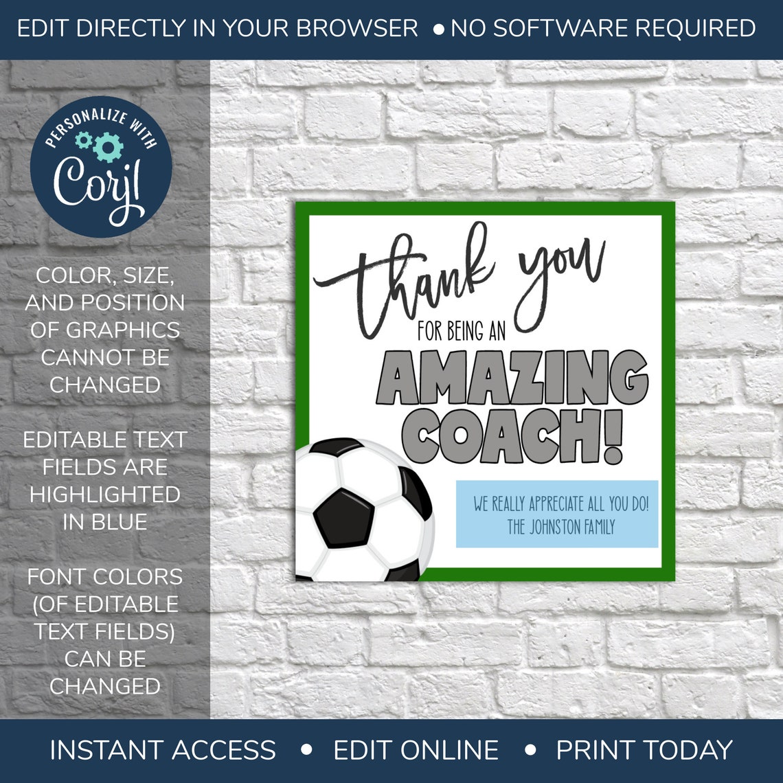 EDITABLE Soccer Coach Appreciation Gift Tag Coach Gift Tag - Etsy