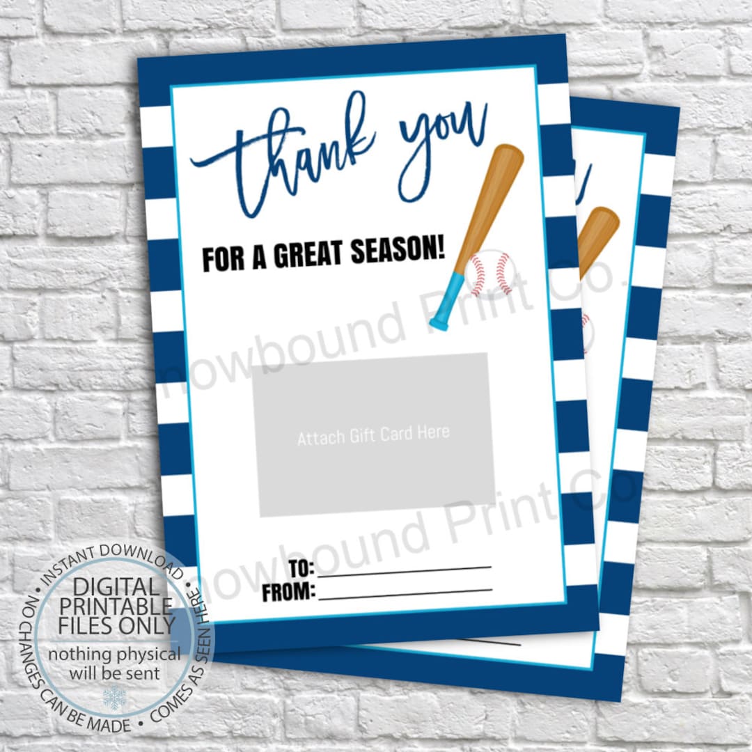 Printable Baseball Coach Gift Card Holder, Printable Gift Card Holder ...