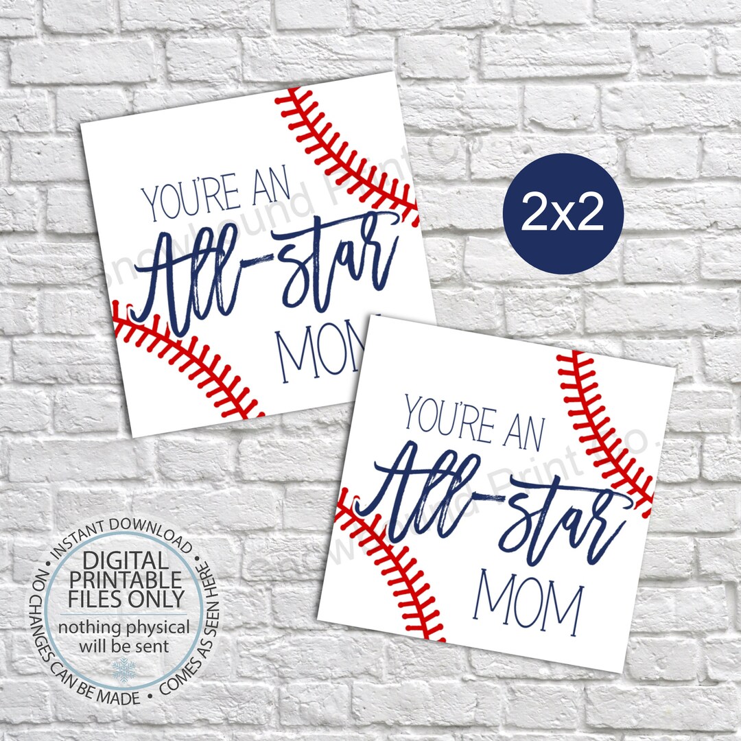 Printable All Star Mom Tag, Mother's Day Gift Tag, Baseball Gift Tag ...